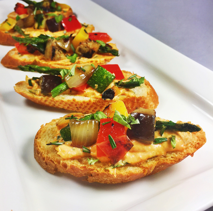 Summer Vegetable Crostini with Tomato Pesto - Fresh Chef Experience